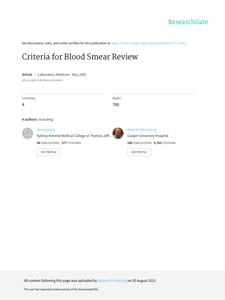 6th Charles Merieux Conference 2019 Criteria For Blood Smear Review | PDF