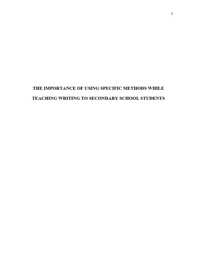 The Importance of Using Specific Methods While Teaching Writing To ...