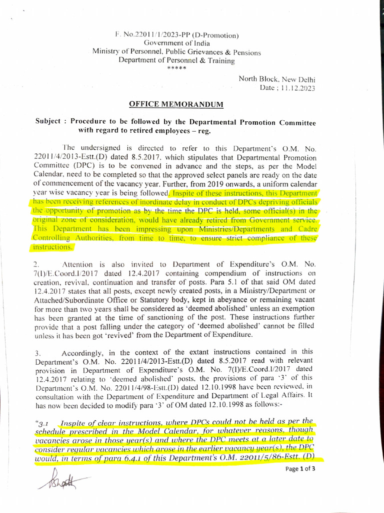 DPC Proposal For Retired Employees | PDF