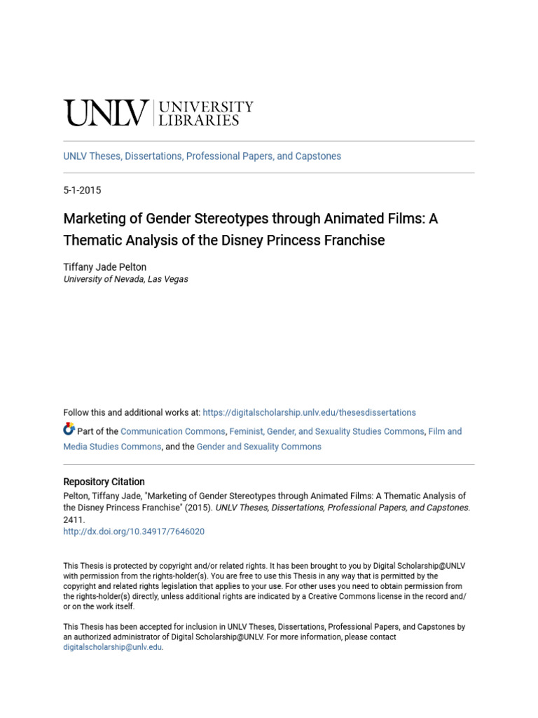 Marketing of Gender Stereotypes Through Animated Films - A Themati | PDF