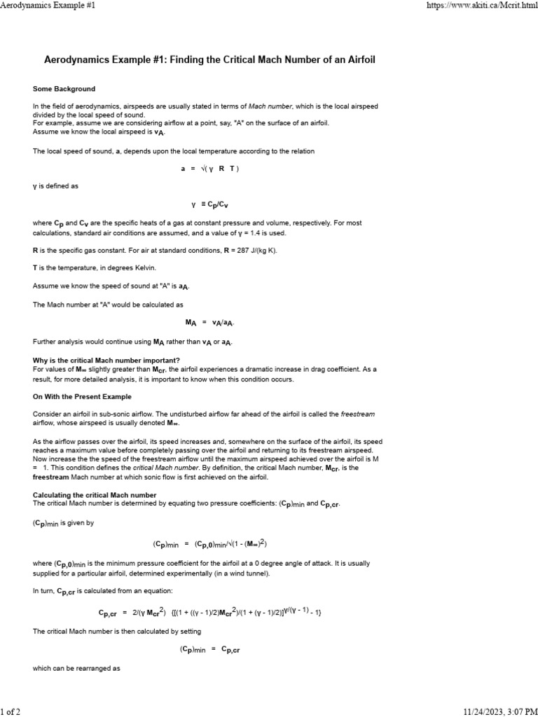 Aerodynamics Example #1 | PDF