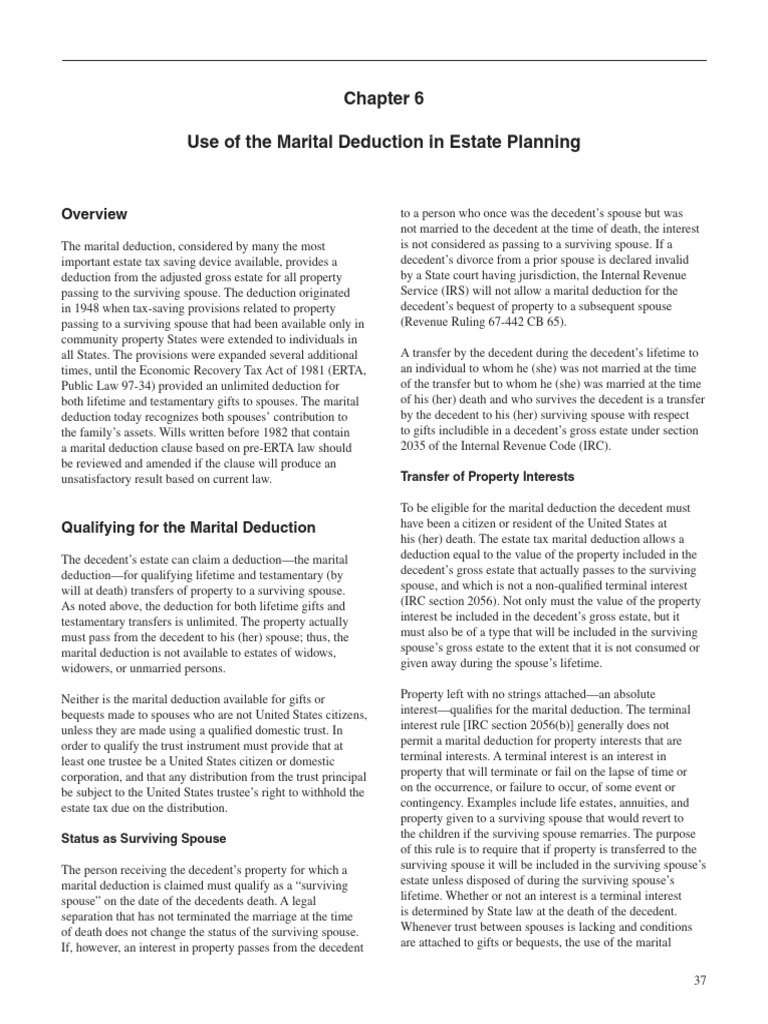 Chapter6 UseoftheMaritalDeductioninEstatePlanning | PDF