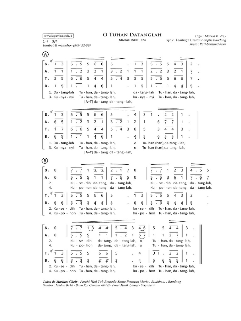 Mb. 324 o Tuhan Datanglah | PDF