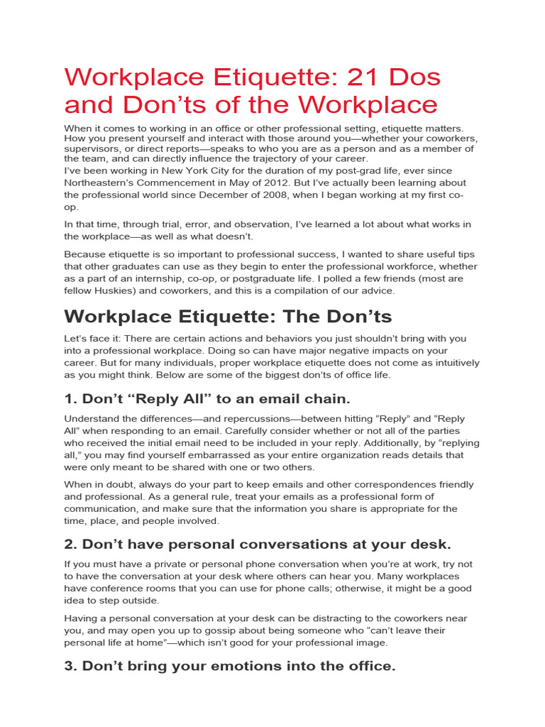 Workplace Etiquette | PDF