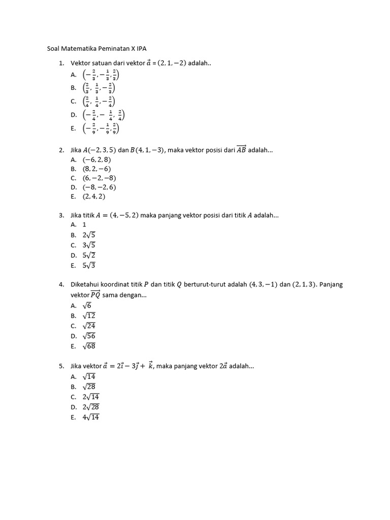 Soal Matematika Peminatan X IPA | PDF | Sains & Matematika | Komputer