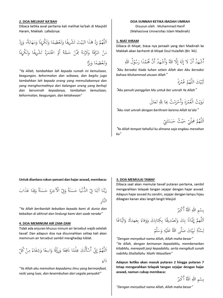 Doa Sunnah Ketika Ibadah Umrah | PDF | Agama & Spiritualitas