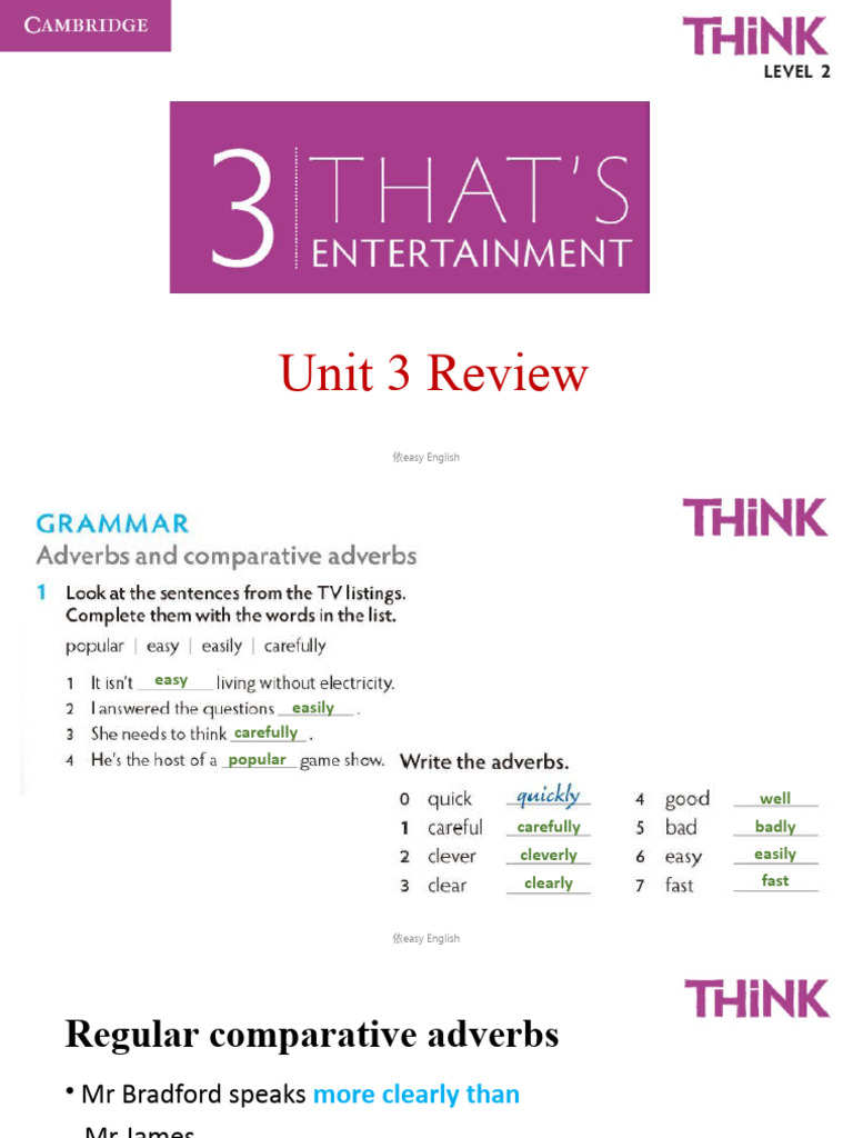 Think 2 Unit 3 Review | PDF | English Language | Adverb