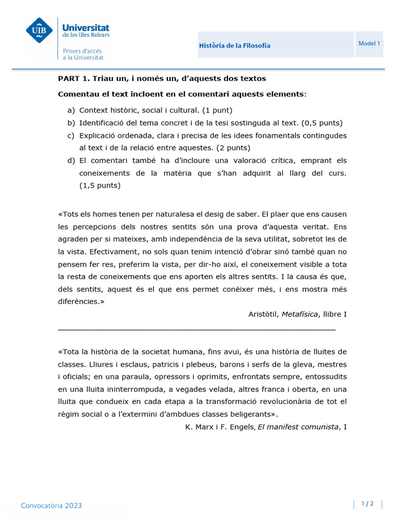 Enunciat Filosofiaii Juny 2023 | PDF