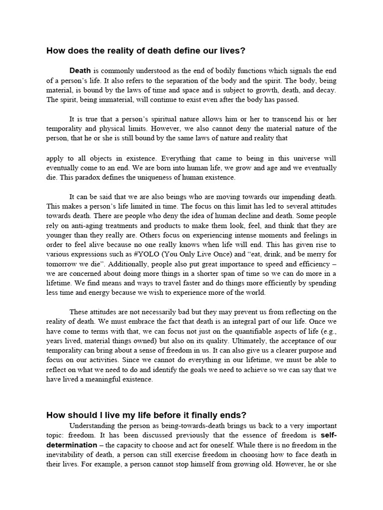 Lesson 4 Notes Human Person in Their Impending Death | Download Free ...