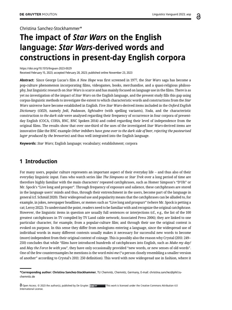 The_impact_of_Star_Wars_on_the_English_l | PDF | Jedi | Darth Vader