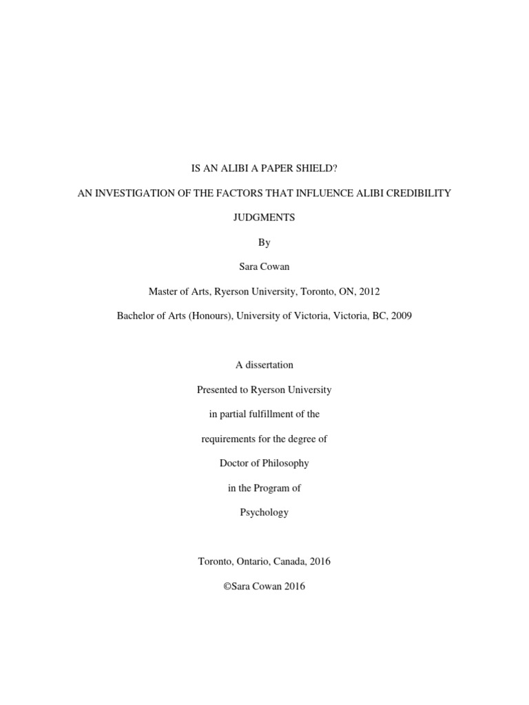 Is An Alibi A Paper Shield An Investigation of The Factors That ...