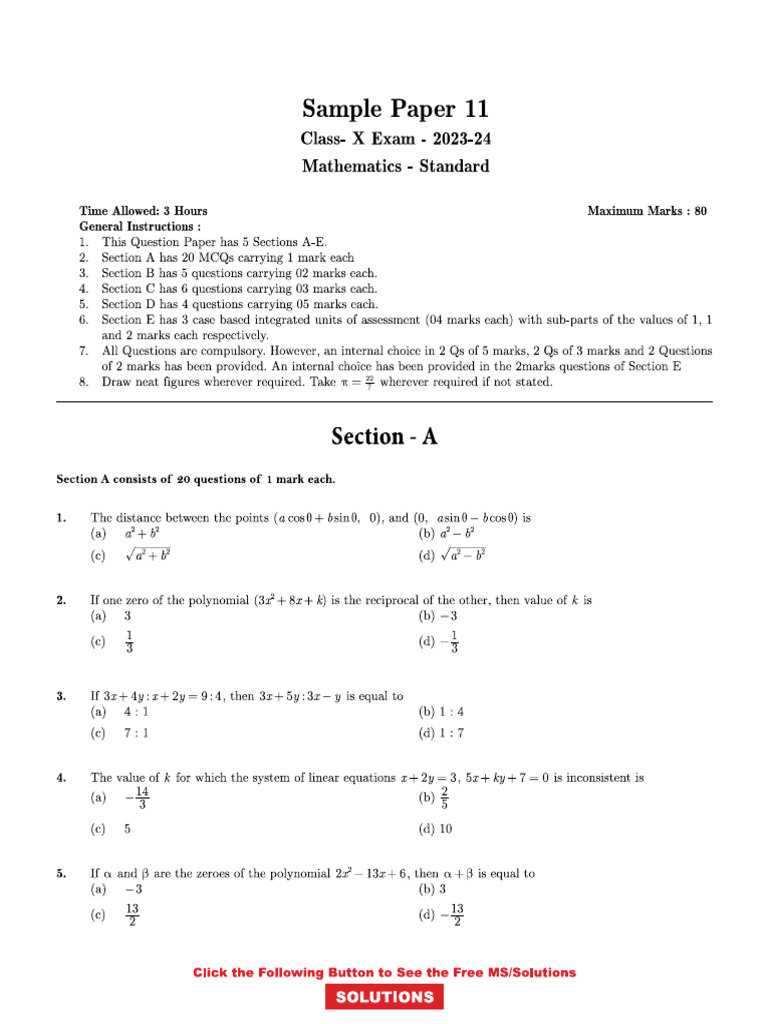 Maths Standard 11 | PDF