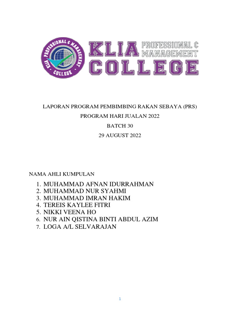Laporan Program Pembimbrakan Sebaya | PDF