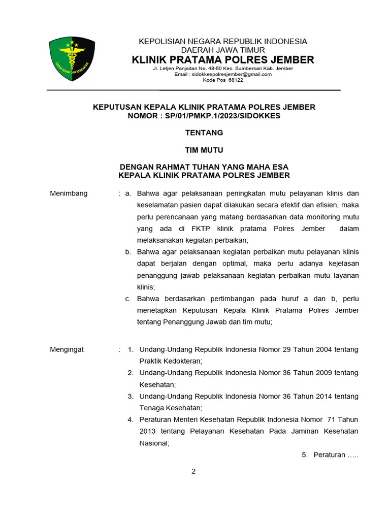 SK PJ TIM MUTU Res Fix | PDF