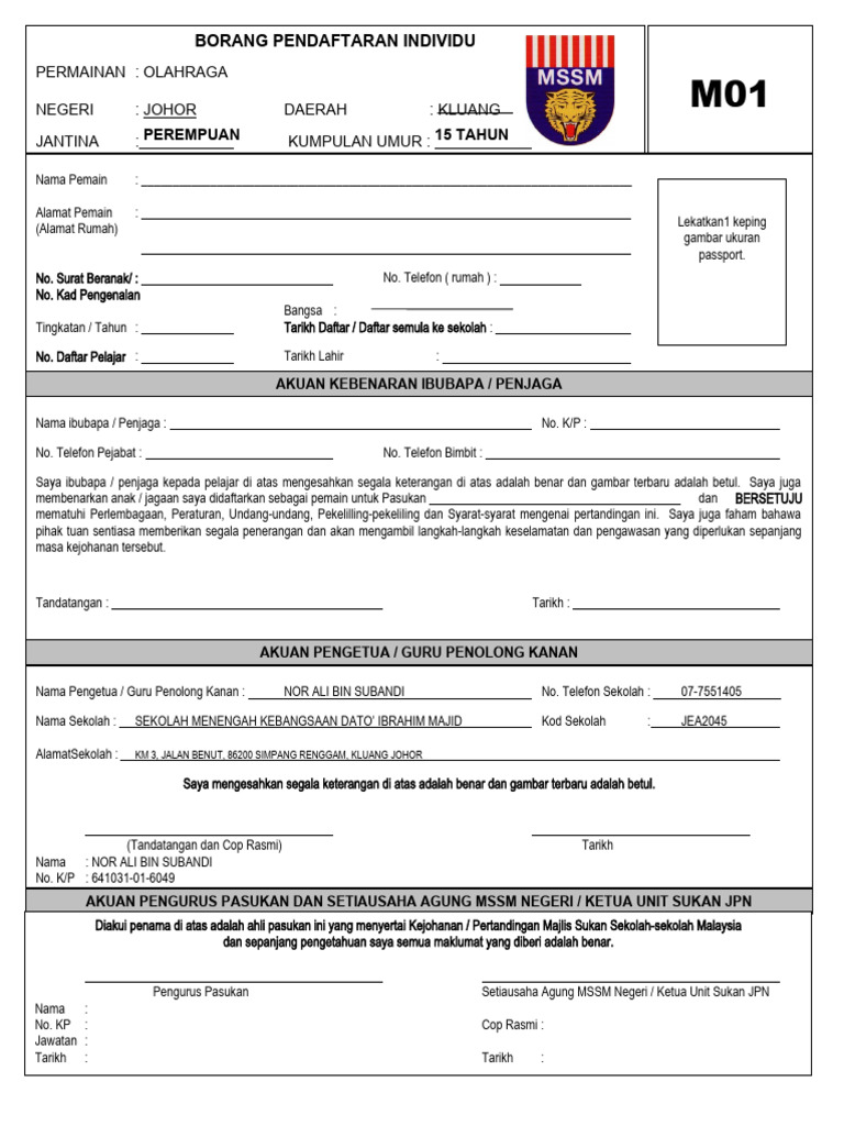 Borang M01 | PDF