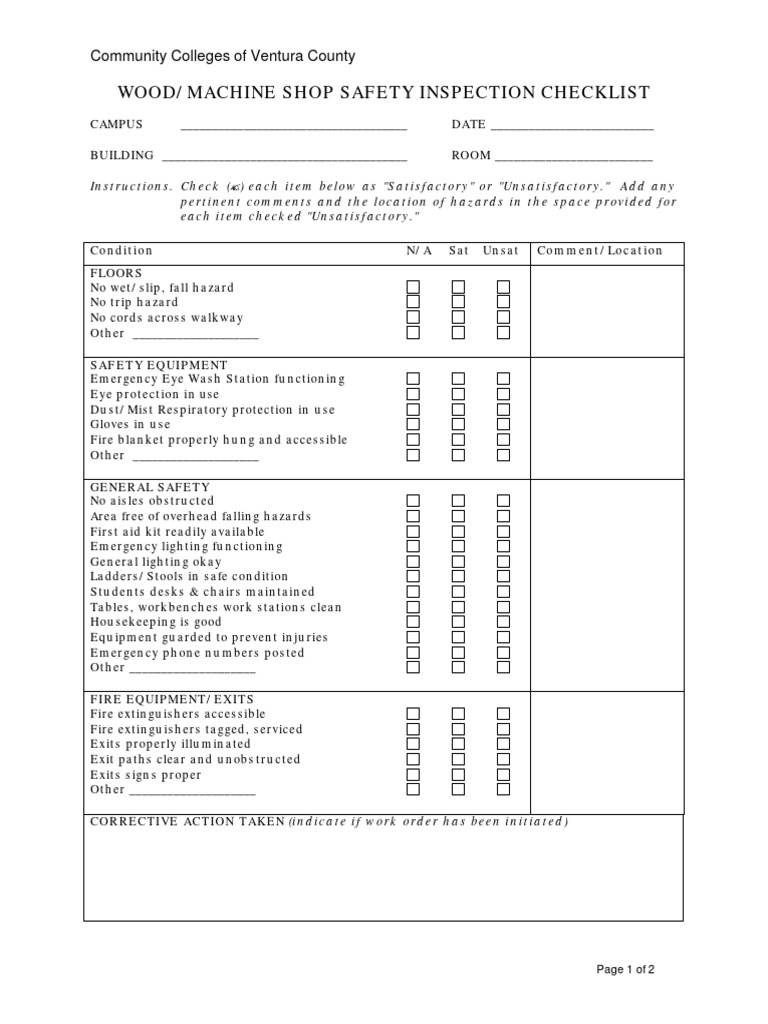 WC Intra Wood Shop Insp | PDF | Housekeeping | Manufactured Goods