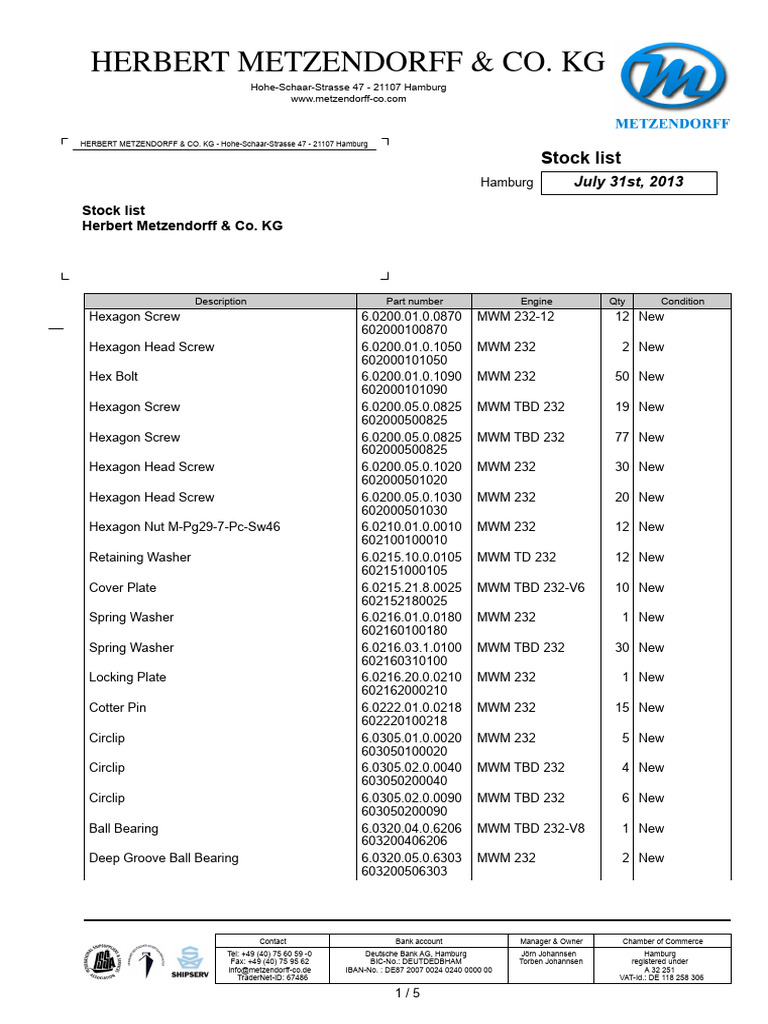 MWM 232 | PDF | Screw | Rotating Machines