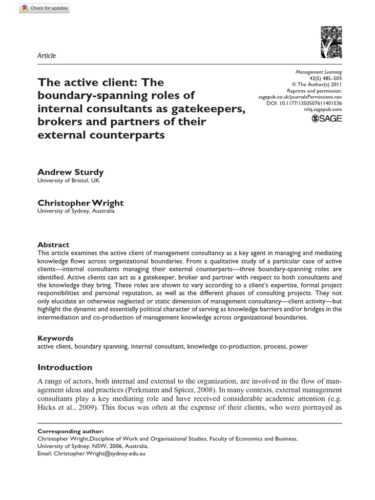 Sturdy and Wright 2011 | PDF | Consultant | Knowledge