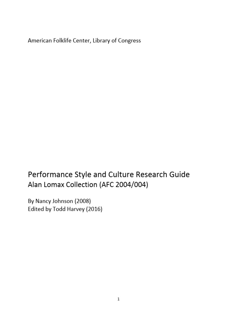 Performance Style Finding Aid Master | PDF