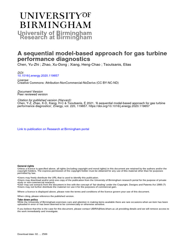 A Sequential Model-Based Approach For Gas Turbine Performance Diagnostics | PDF | Creative ...