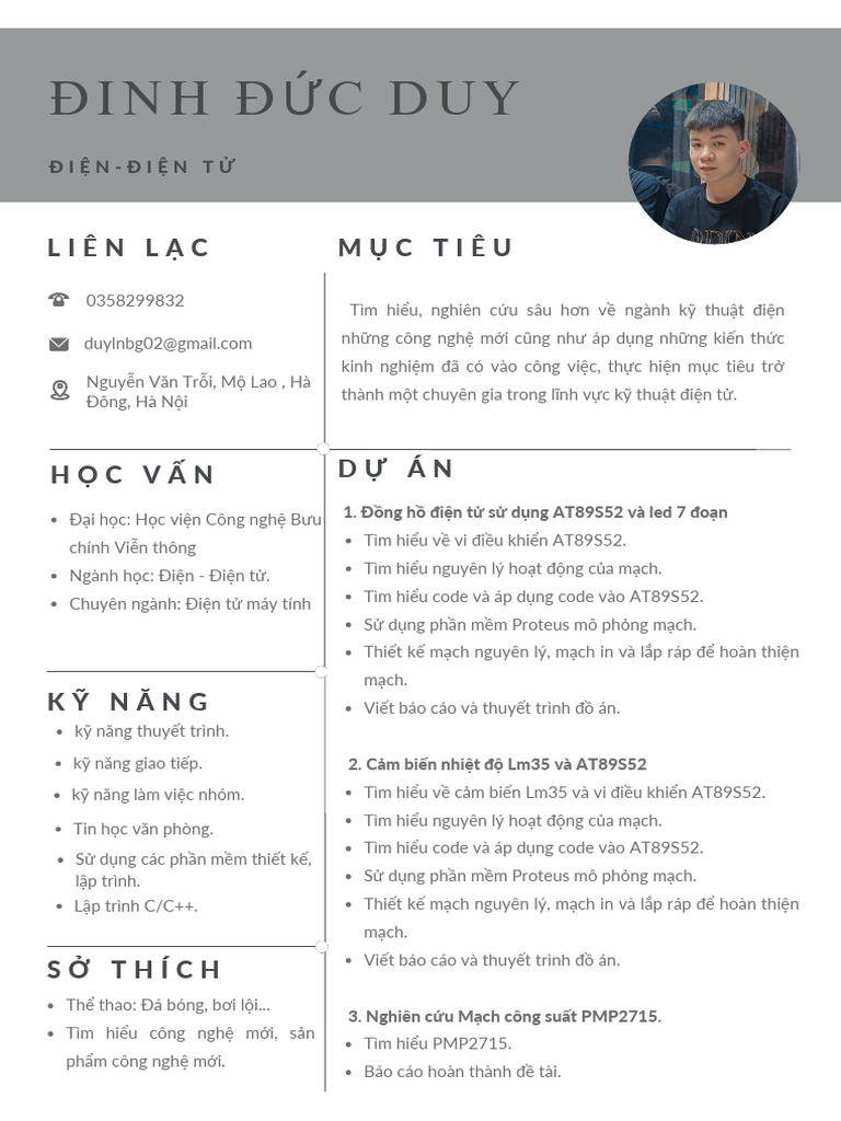 Dinh Duc Duy CV Iot | PDF