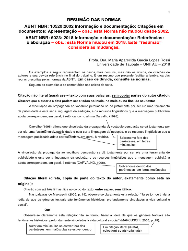 2019 Resumao Das Normas Da Abnt | PDF