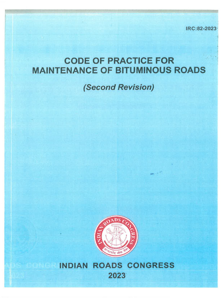 Irc 82-2023 Code of Practice For Maintainance of Bituminous Roads | PDF