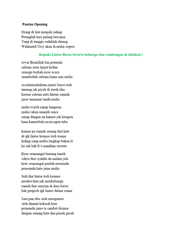 Pantun Opening Pdf