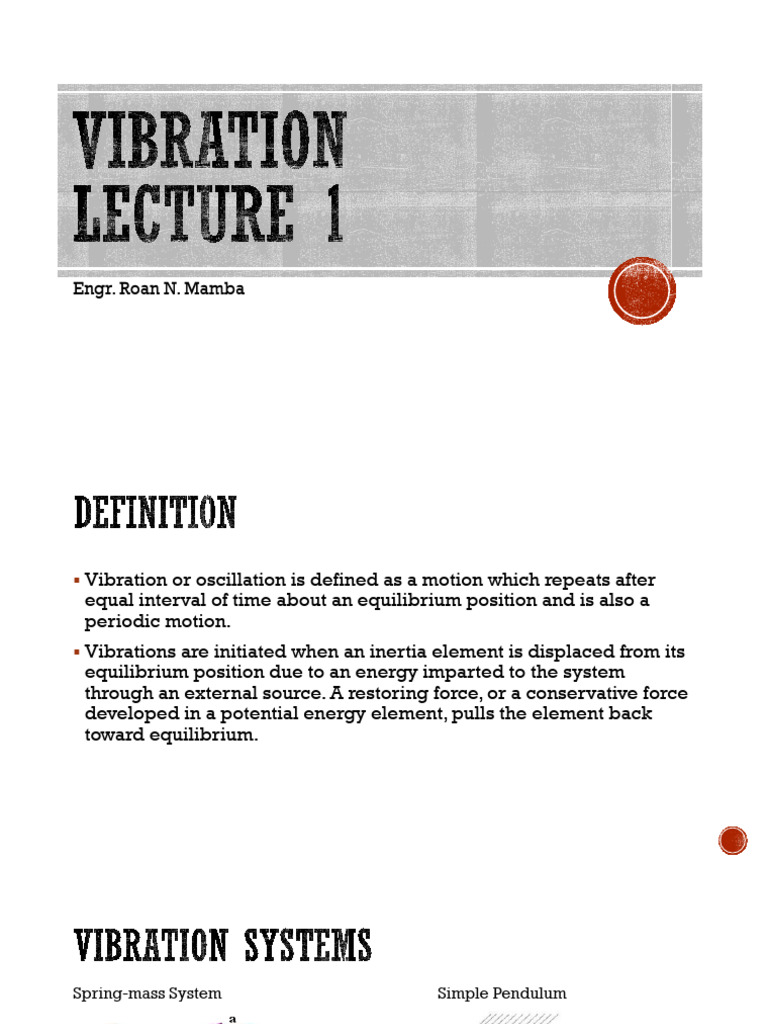 Vibration Lecture 1 09.22.21 RTU | PDF | Oscillation | Solid Mechanics
