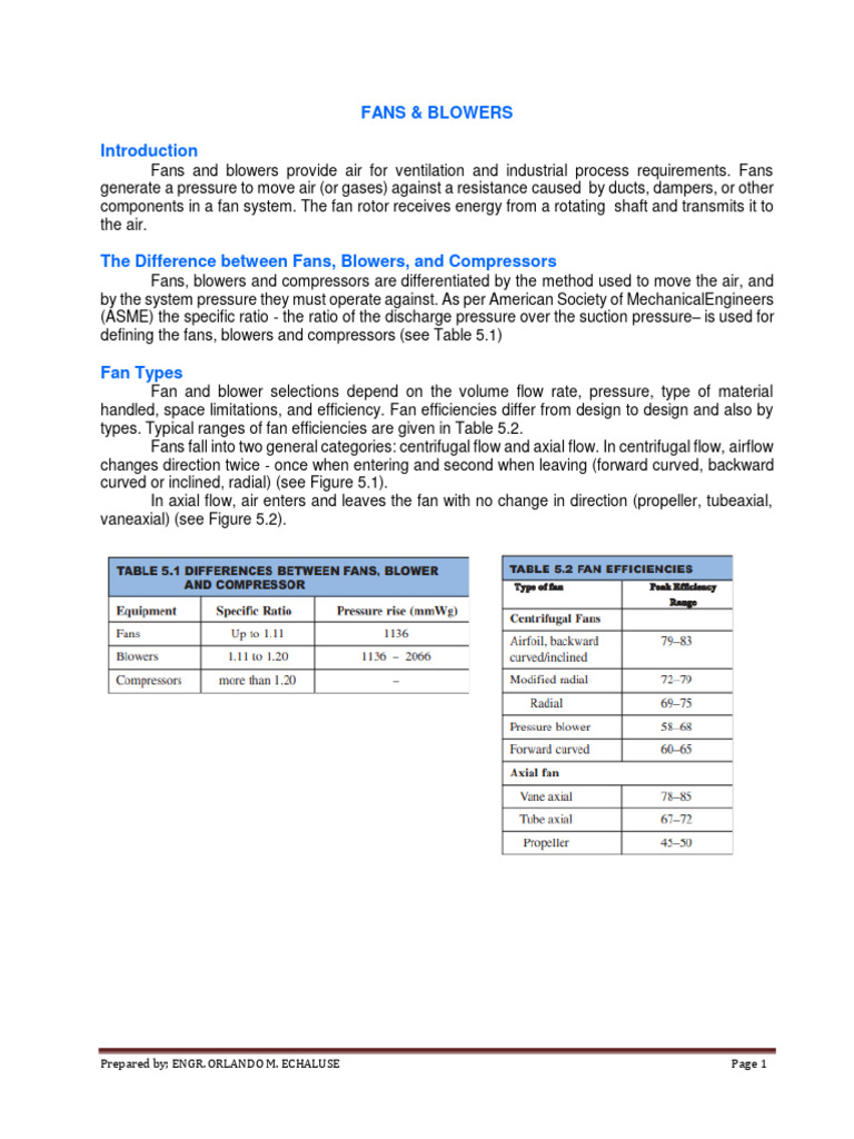 Fans and Blowers Lecture | PDF | Pump | Physical Quantities