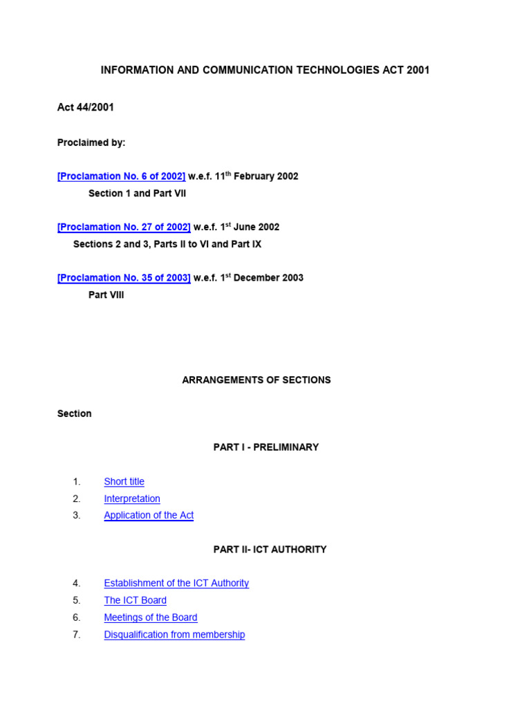 Ict Act | PDF | Telecommunications | Computer Network
