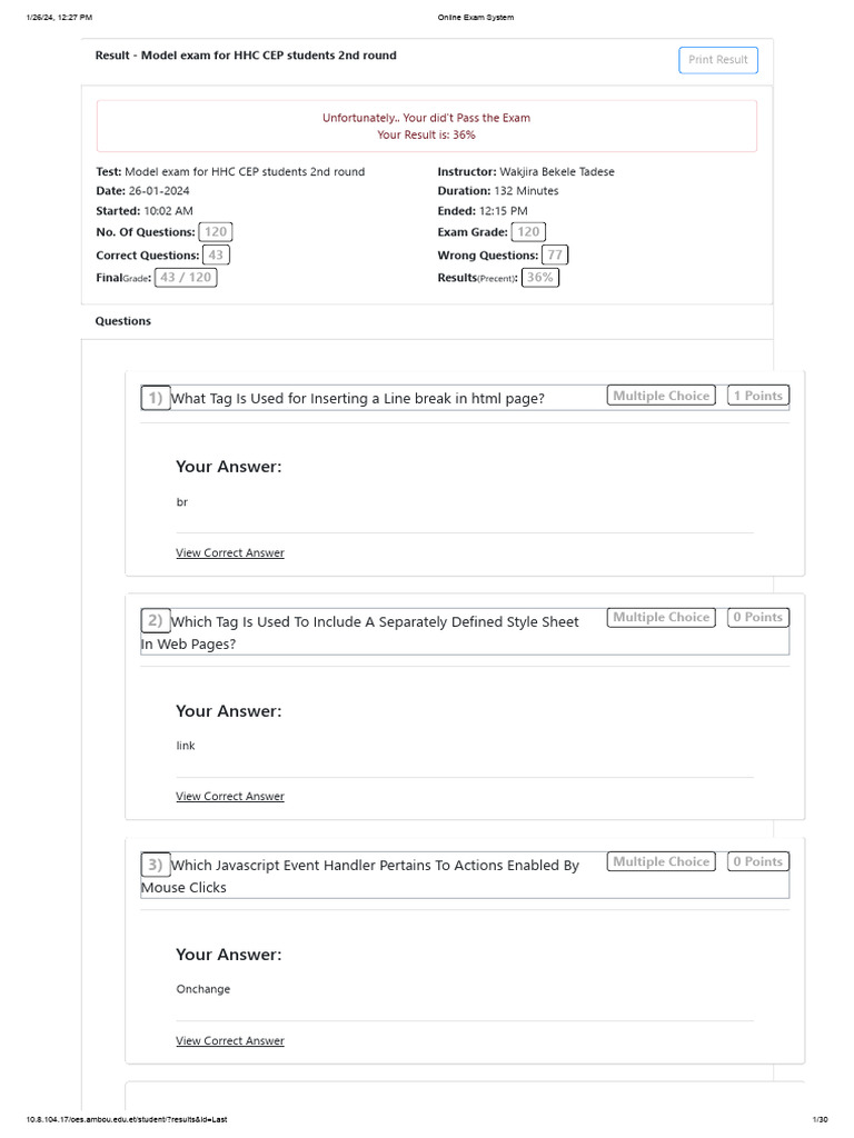 Online Exam System Worku | PDF | Computer Engineering | Software Development