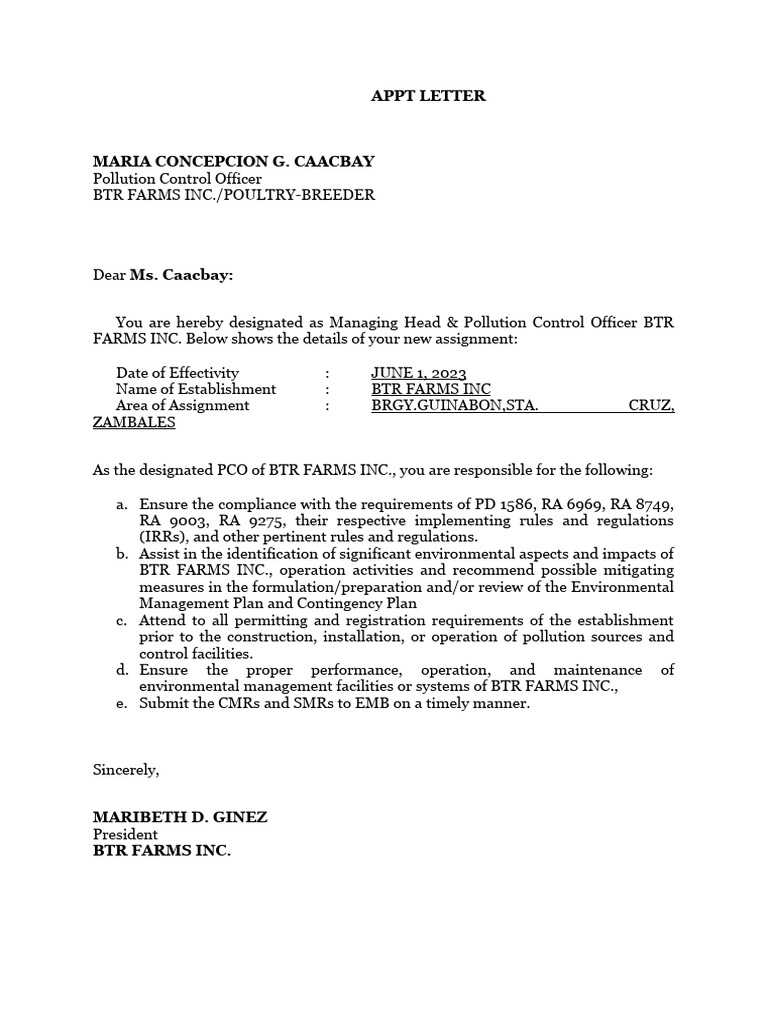 Pco Requirements Sample | PDF