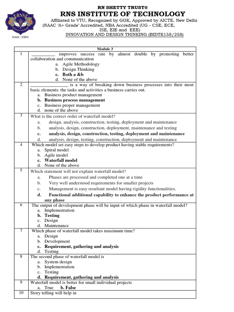 IDT Question Bank | PDF | Software Development Process | Design Thinking