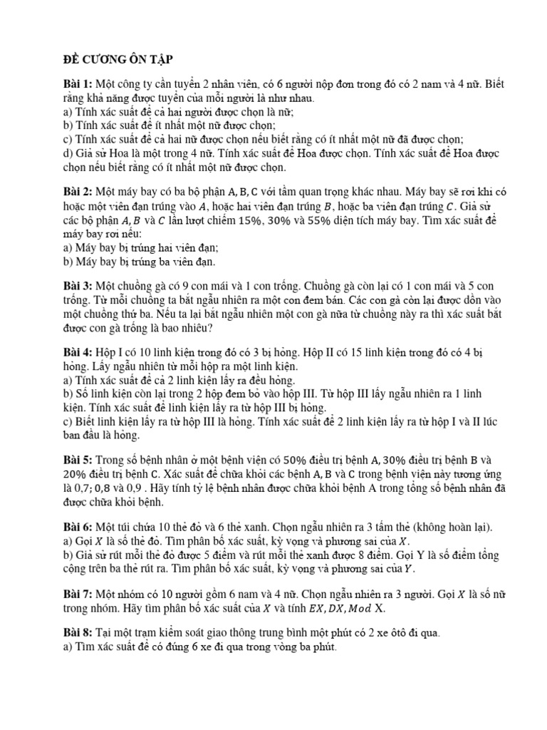 De Cuong On Tap 1 | PDF