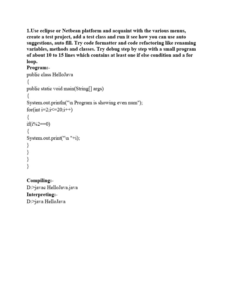 CSE JAVA PROGRAMMING Lab Manual | Download Free PDF | Java (Programming Language) | Area