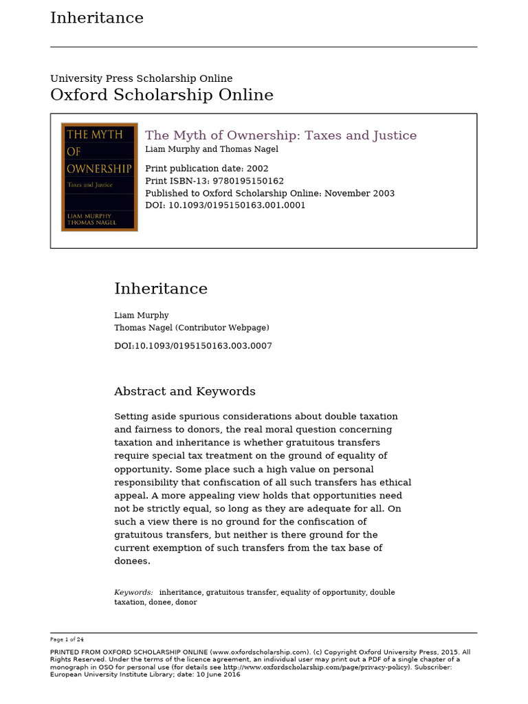Myth of Ownership - Inheritance - Chapter-7 | PDF