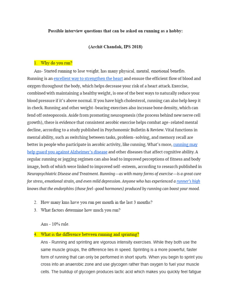 Running Hobby | PDF | Aerobic Exercise | Running