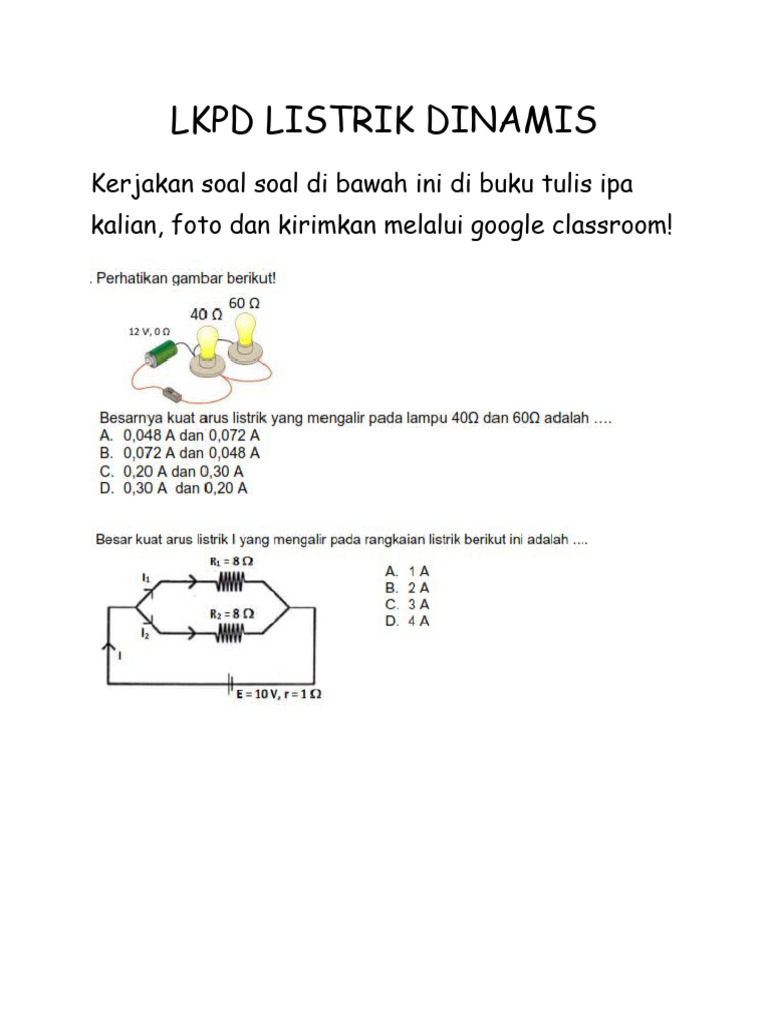 LKPD Pertemuan 3 Listrik Dinamis Khusus Energi Dan Daya Listrik | PDF | Griya & Taman | Sains ...