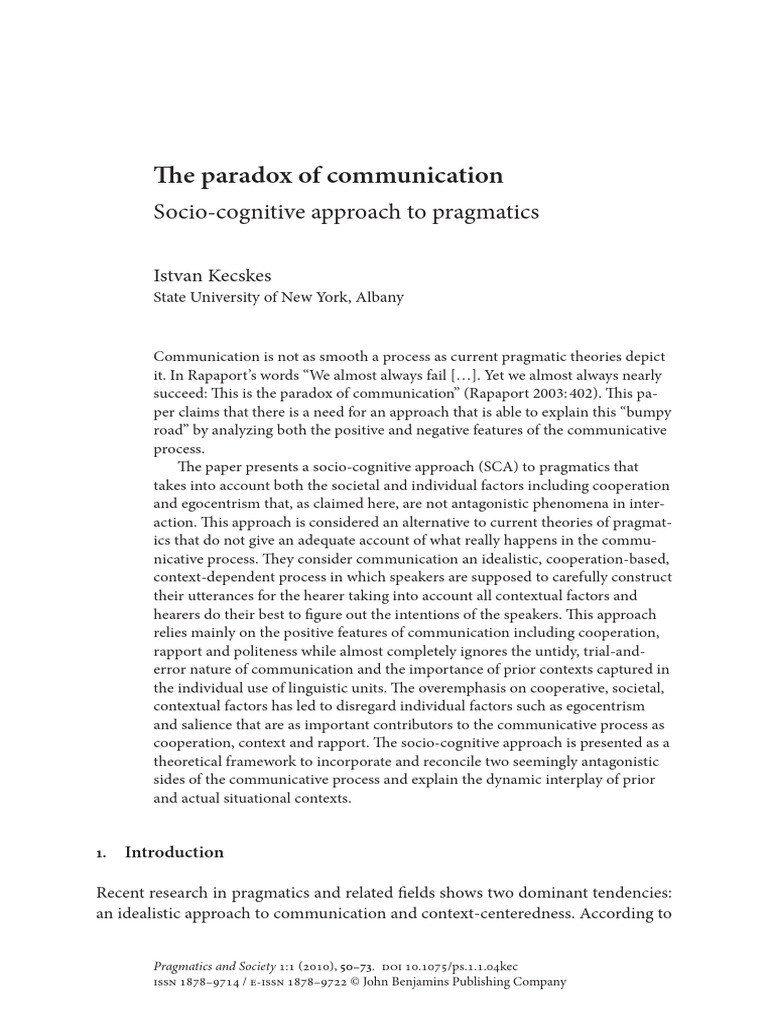 Paradox of Communication | PDF | Cognition | Logic