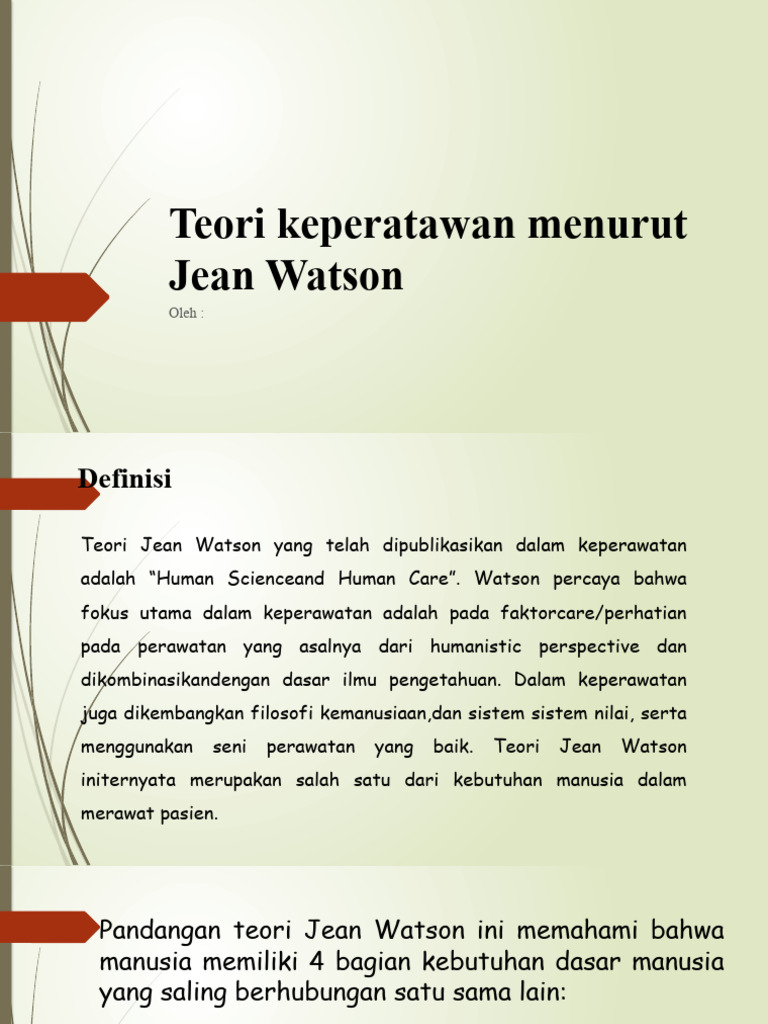 Teori Keperatawan Menurut Jean Watson | PDF