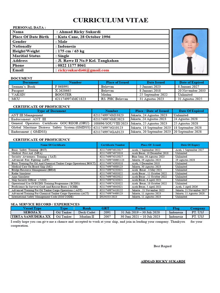 CV Ricky | Download Free PDF | Freight Transport | Ships