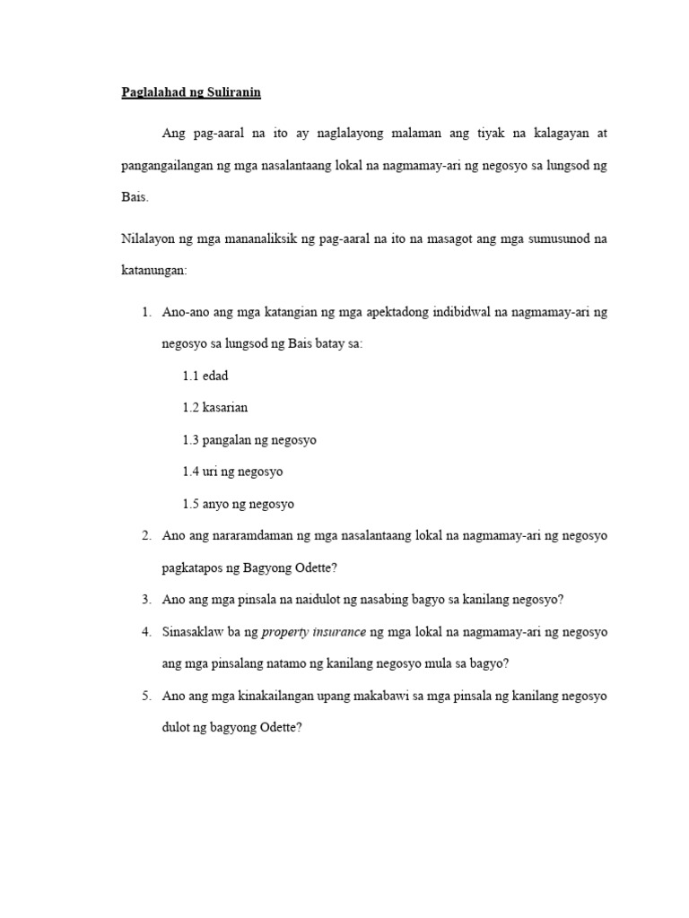 Pangkat 7 Paglalahad NG Suliranin Hanggang Katuturan (Sample) | PDF