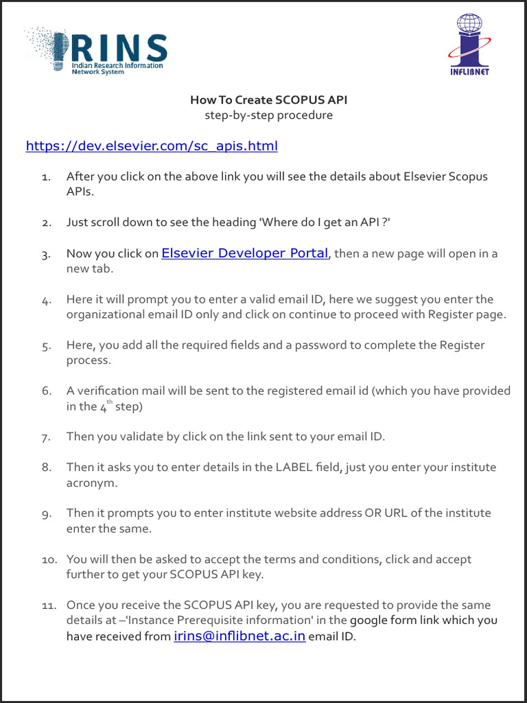 Create Scopus Api Key | PDF