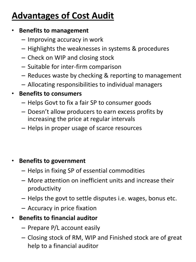 Benefits and Drawbacks of Cost Audit | PDF