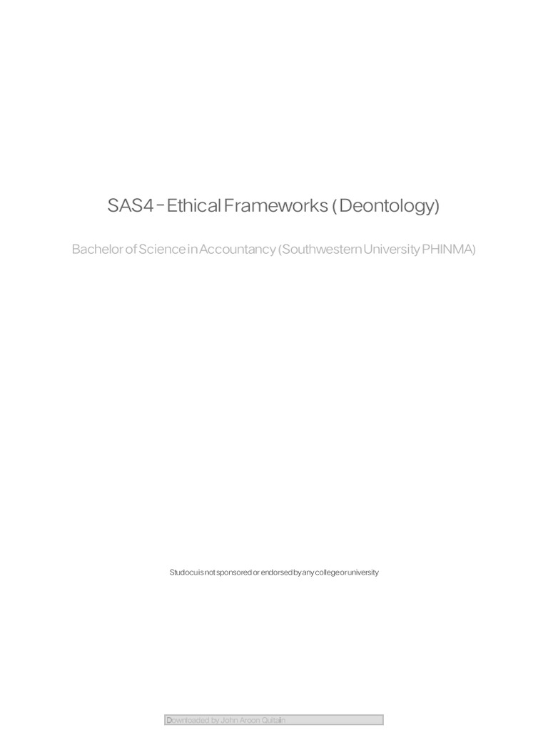Sas4 Ethical Frameworks Deontology | PDF