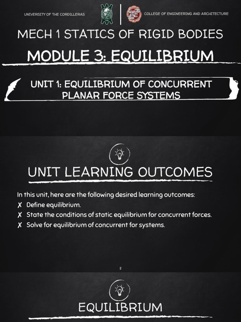 Mech 1 Module 3 Unit 1 (Equilibrium of Concurrent Planar Force Systems ... Mech 1 Module 3 Unit 1 (Equilibrium of Concurrent Planar Force Systems ...