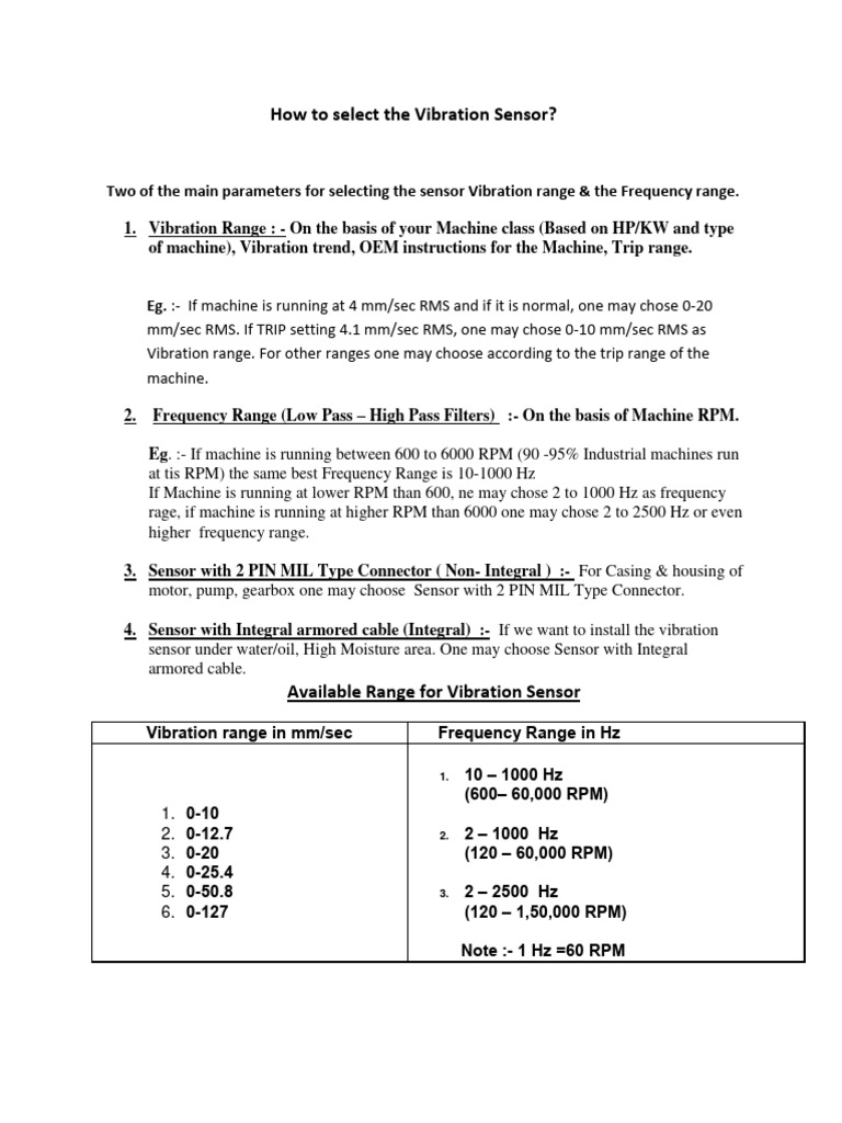 How To Select The Vibration Sensor | PDF | Computers | Technology ...