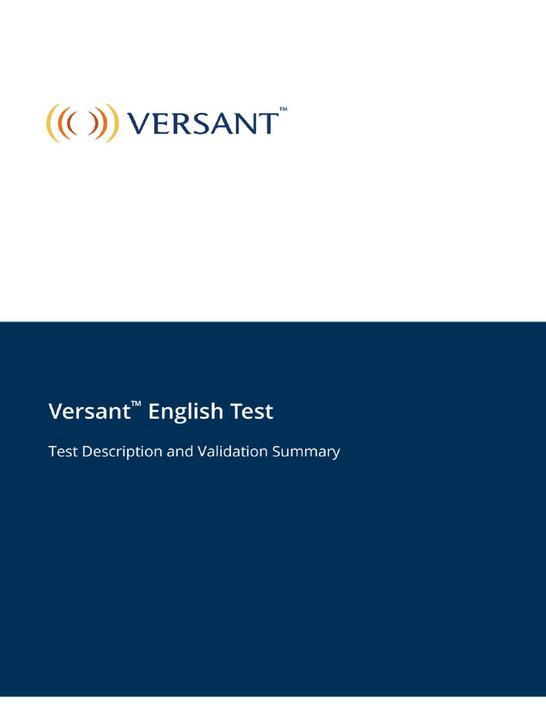 Versant English Test Description Validation Report | PDF