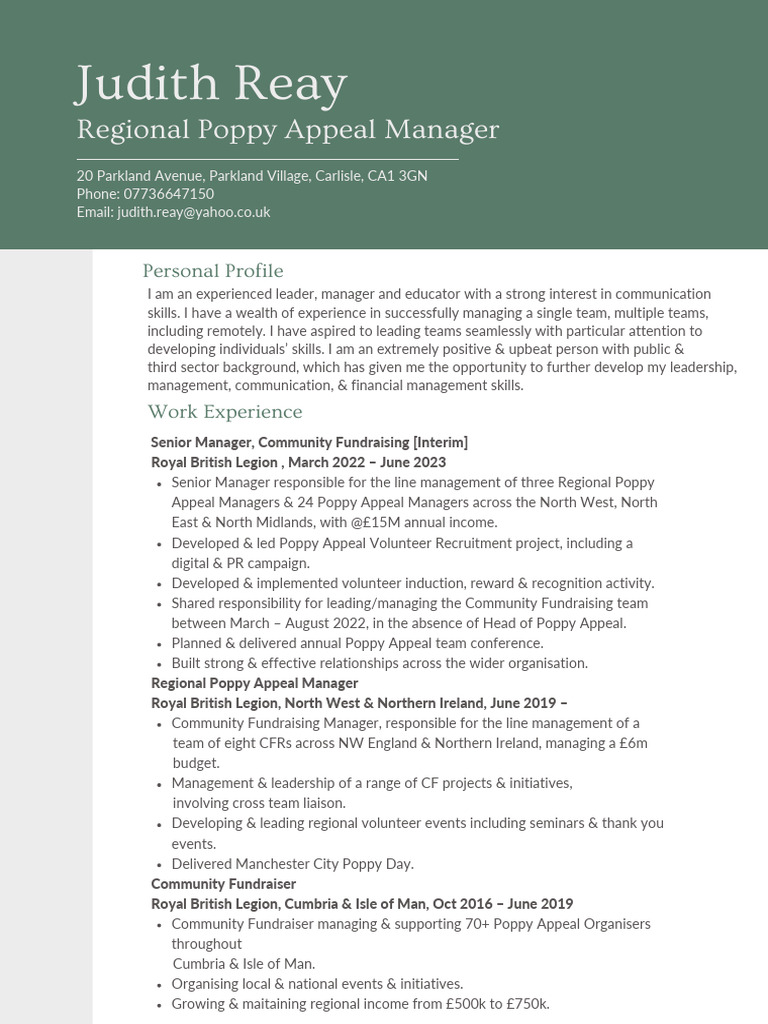 Judith Reay CV July 2023 | PDF